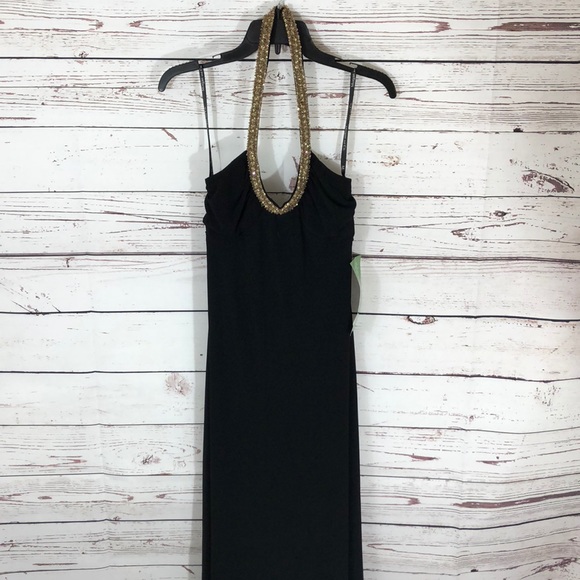 Morgan & Co. | Dresses | Morgan Co Solid Black Halter Gown | Poshmark